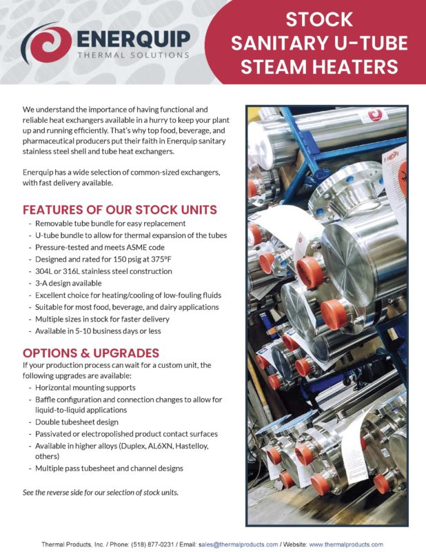 Industrial Standard U-Tube Steam to Liquid Heat Exchangers - Thermal ...