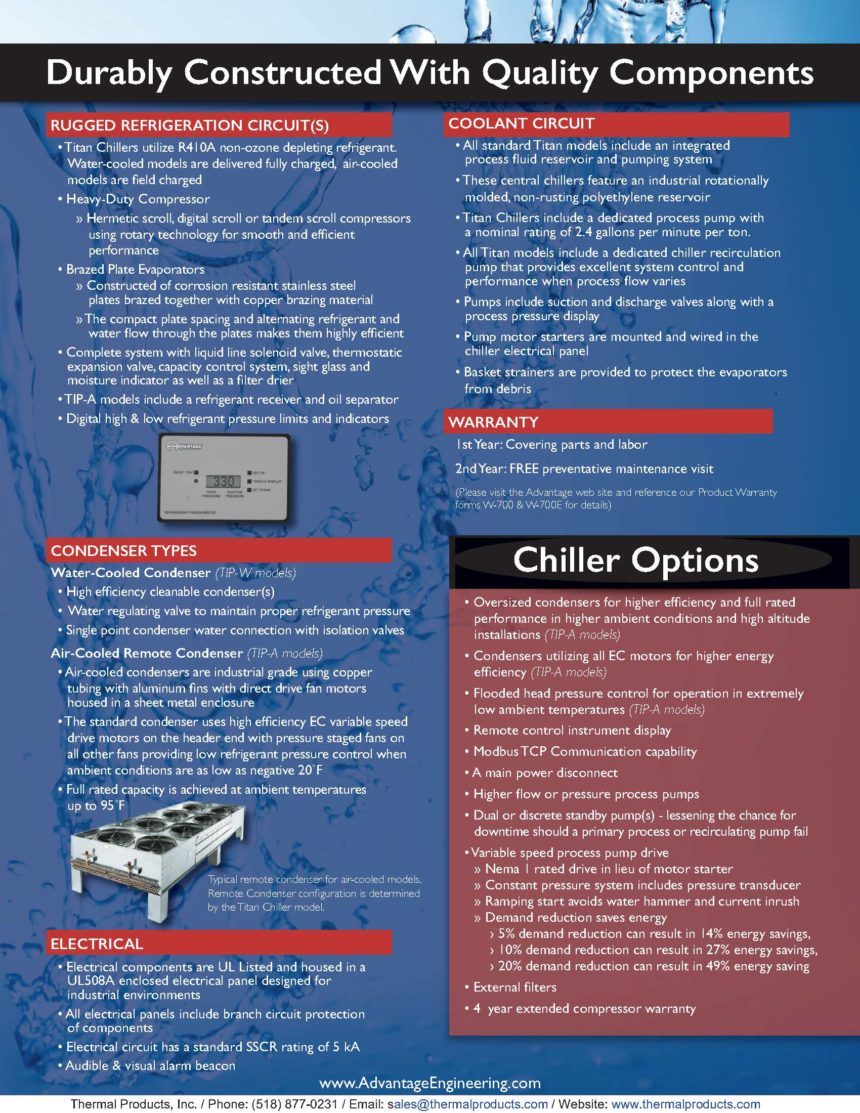 Titan Series: Central Chillers 20-180 Tons - Thermal Products